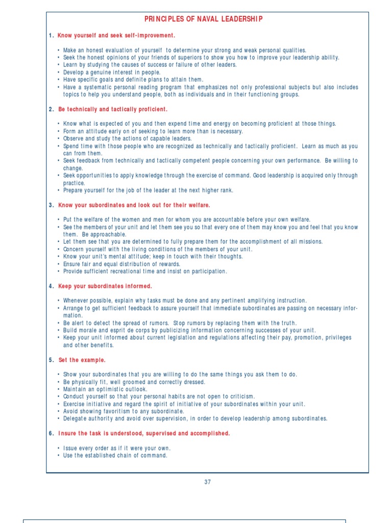 Naval Leadership Principles | PDF | Leadership | Behavioural Sciences