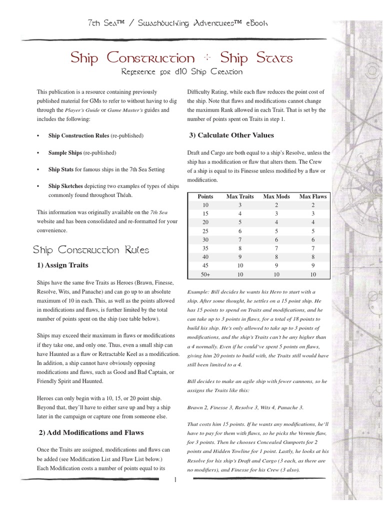 7th Sea - Ship Construction | PDF | Ships | Hull (Watercraft)