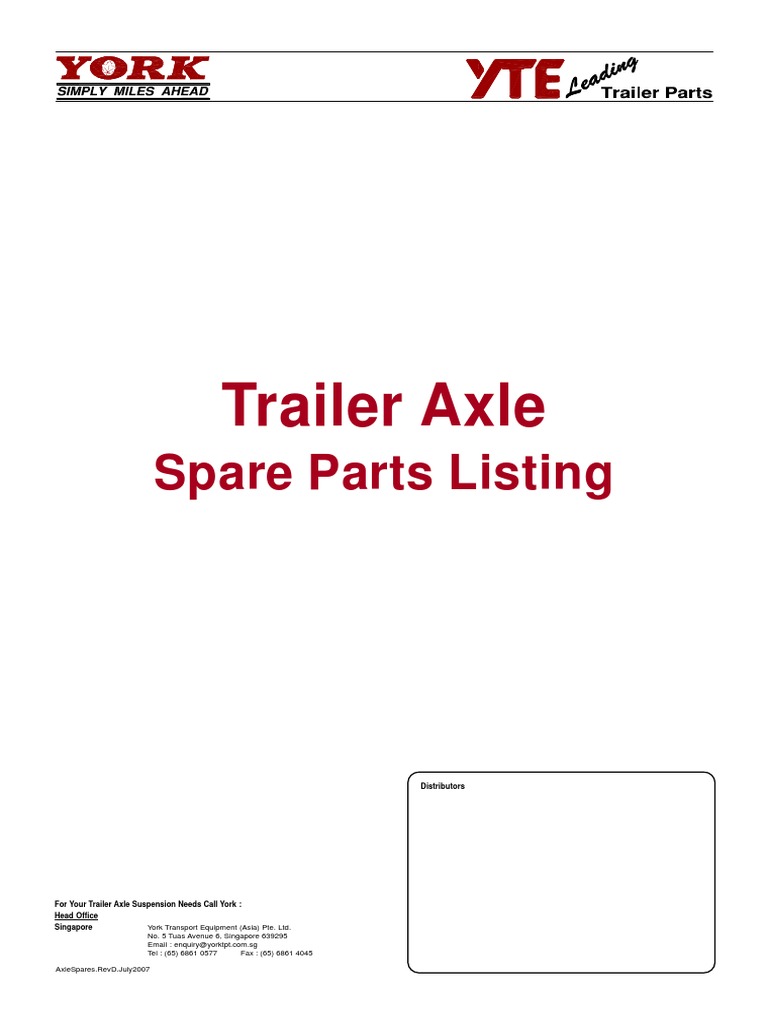 York Trailer Axle Parts Catalogue | PDF | Teaching Mathematics | Business
