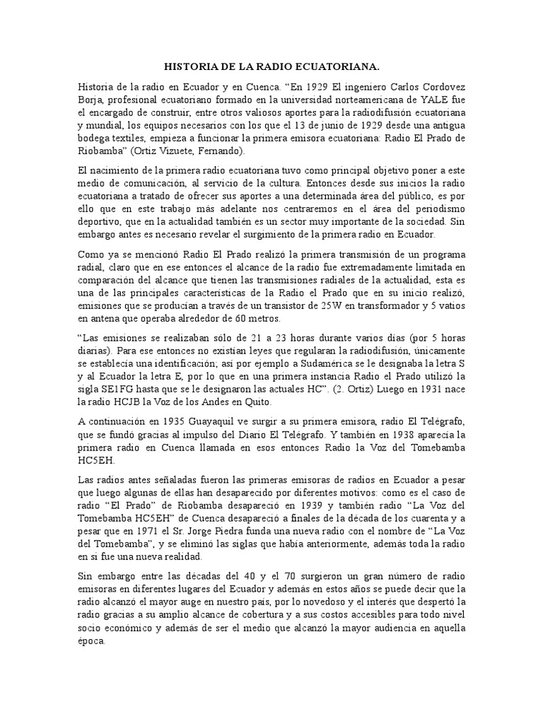 Historia de La Radio Ecuatoriana | PDF | Radio | Ecuador