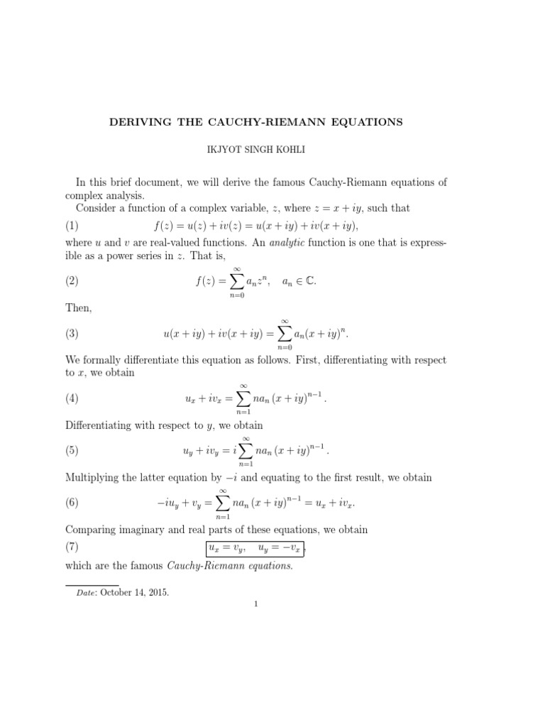Cauchy Riemann | PDF