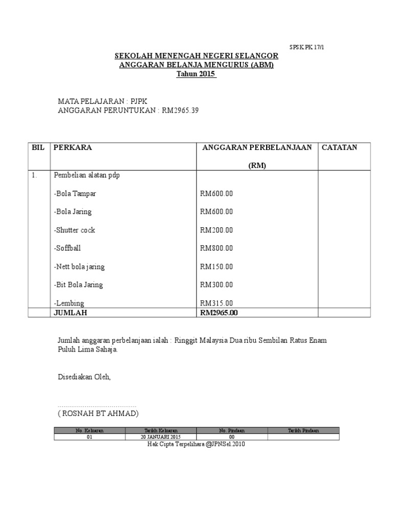 Anggaran Belanja Mengurus | PDF