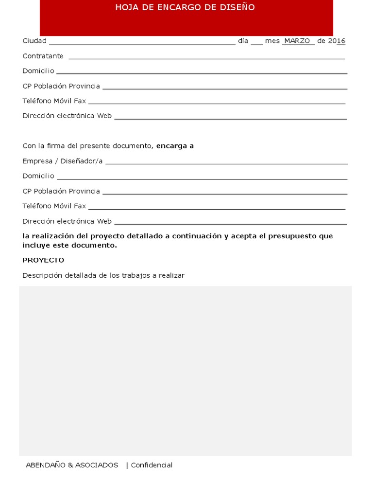 Hoja de Encargo para Proyectos | PDF | Propiedad intelectual | Presupuesto