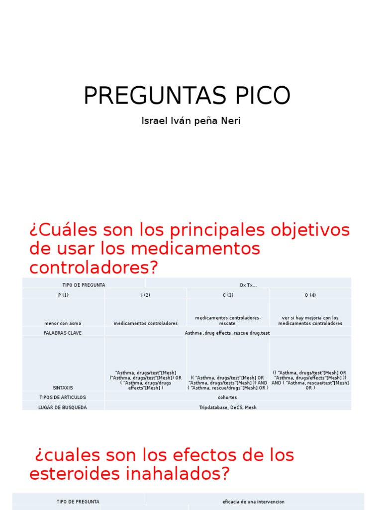 Preguntas Pico | Diagnostico medico | Medicina CLINICA