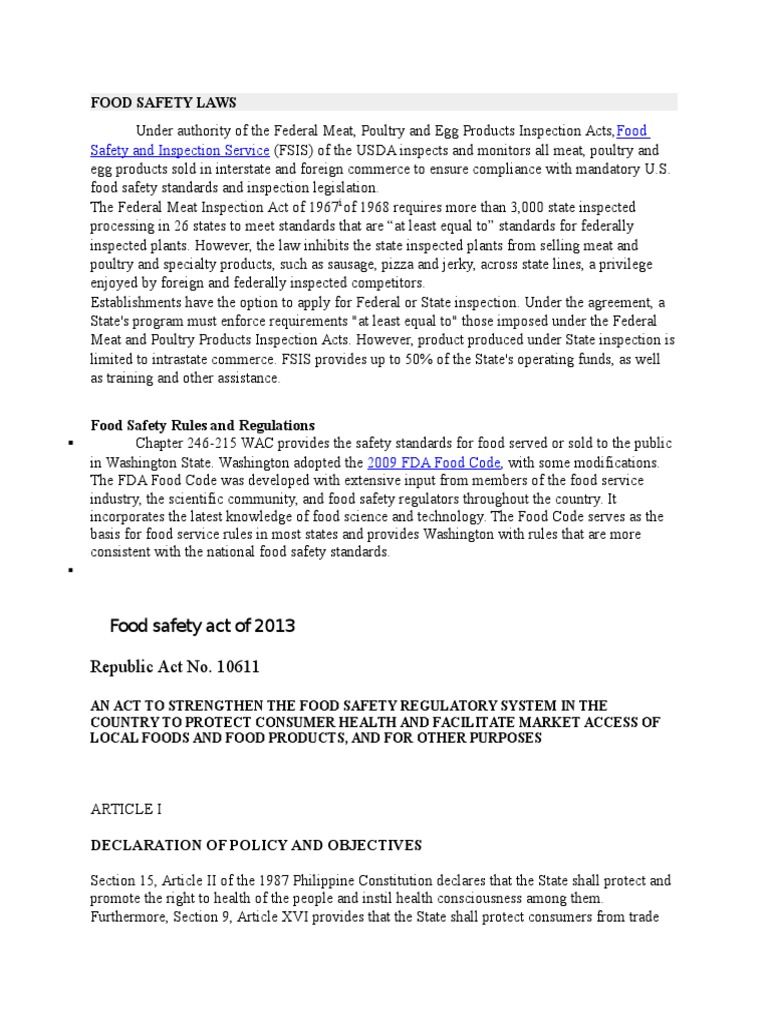 Food Safety and Inspection Service | PDF | Food Safety | Food And Drug ...