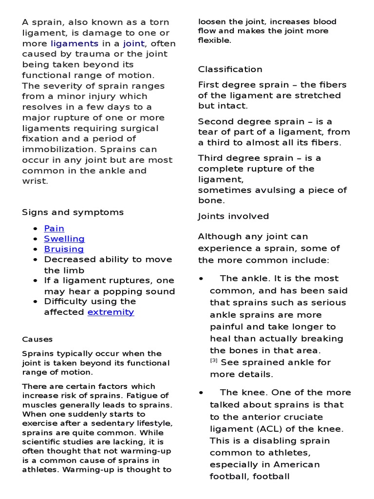 Ligaments Joint: Pain Swelling Bruising | PDF | Science & Mathematics