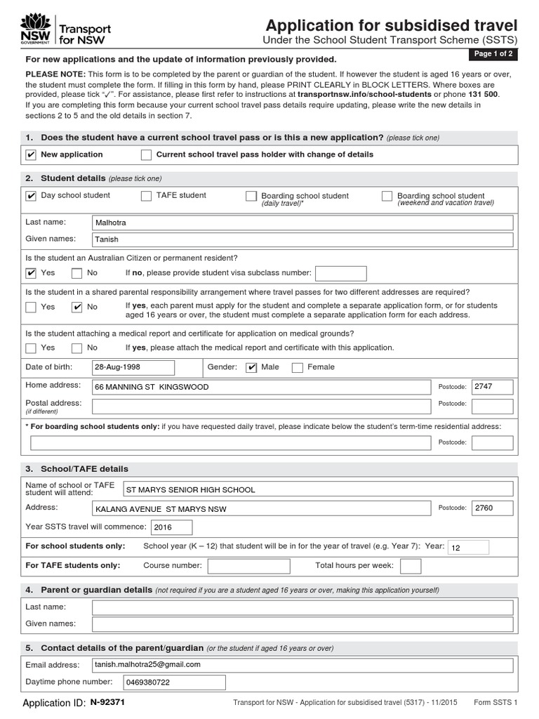 Opal Card Application | PDF | Address (Geography) | Permanent Residence ...