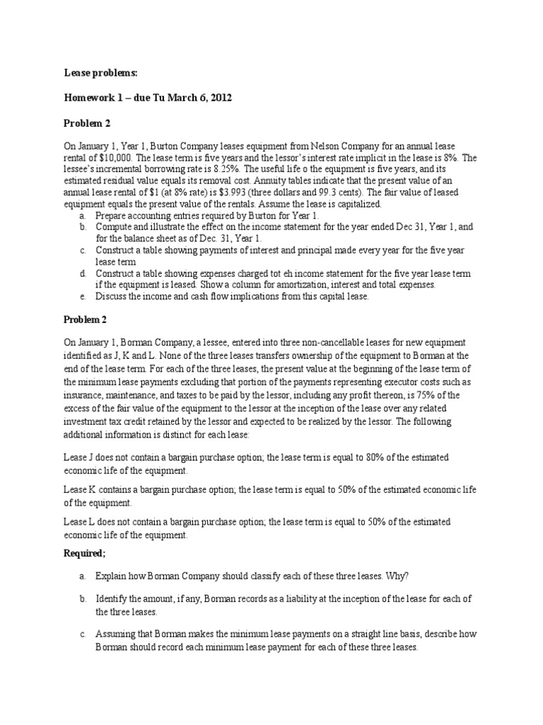 Lease Problems Hw1 | PDF | Lease | Present Value