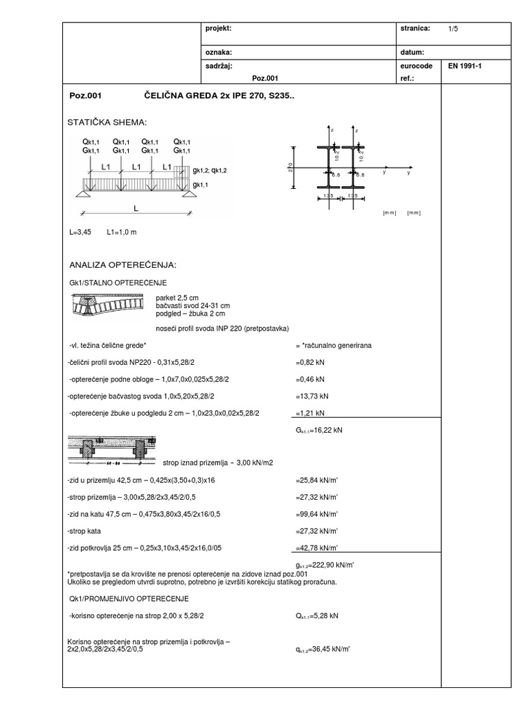 Staticki Proracun Celicne Grede | PDF