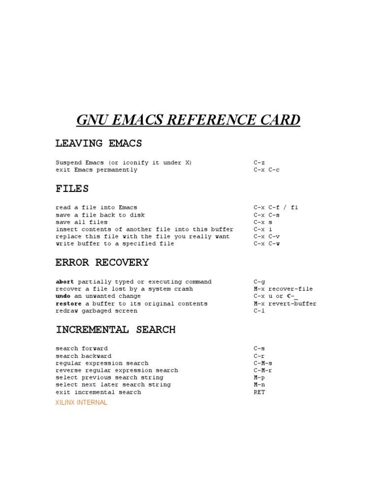 Essential GNU Emacs Keyboard Shortcuts | PDF | String (Computer Science ...