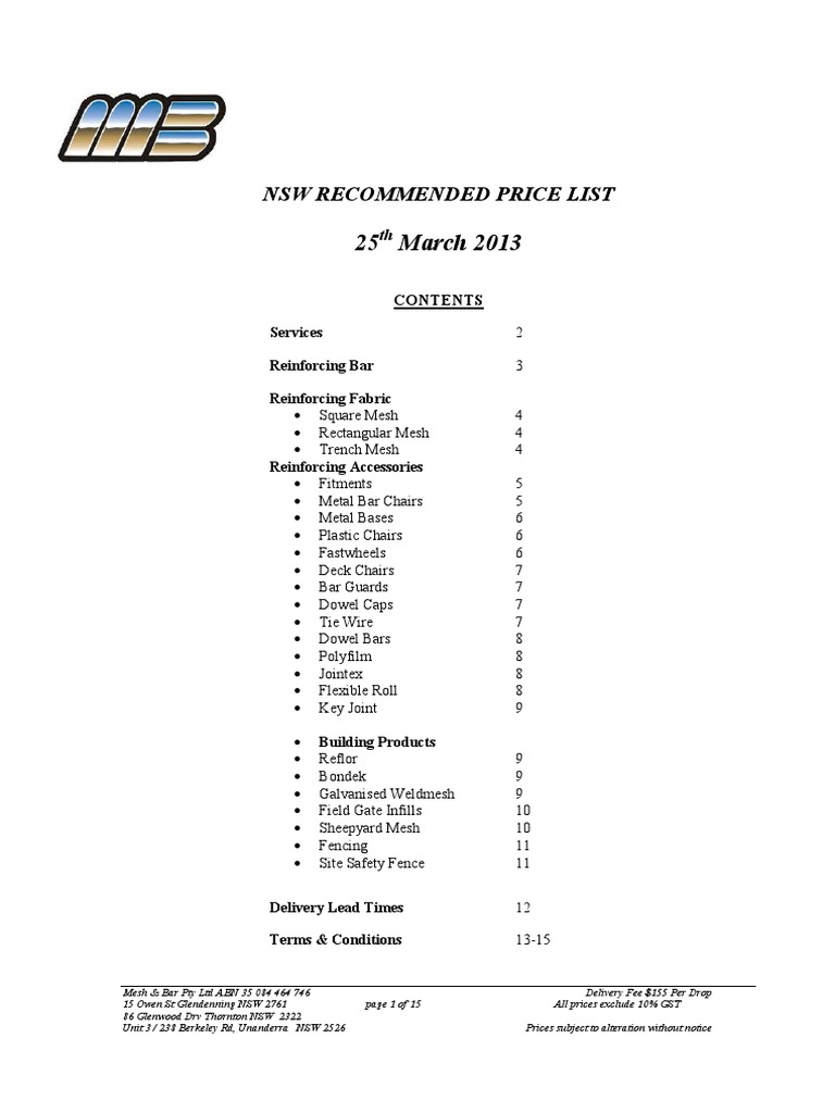 Reo Price List | PDF | Contractual Term | Indemnity