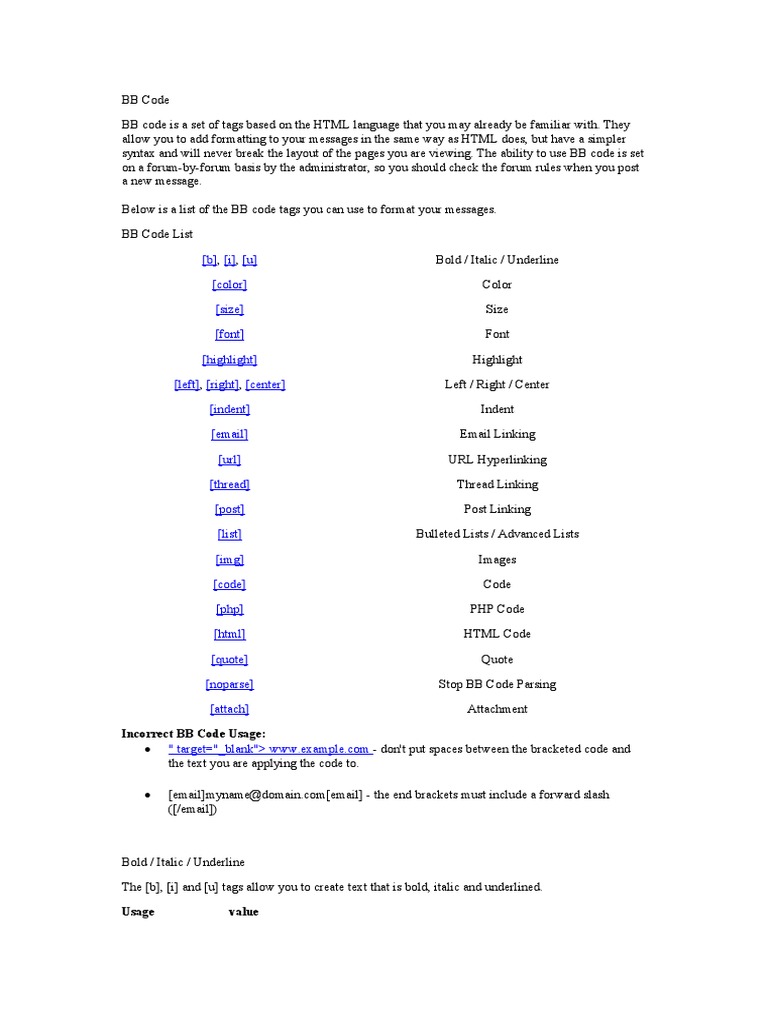 BB Code | PDF | Php | Hyperlink