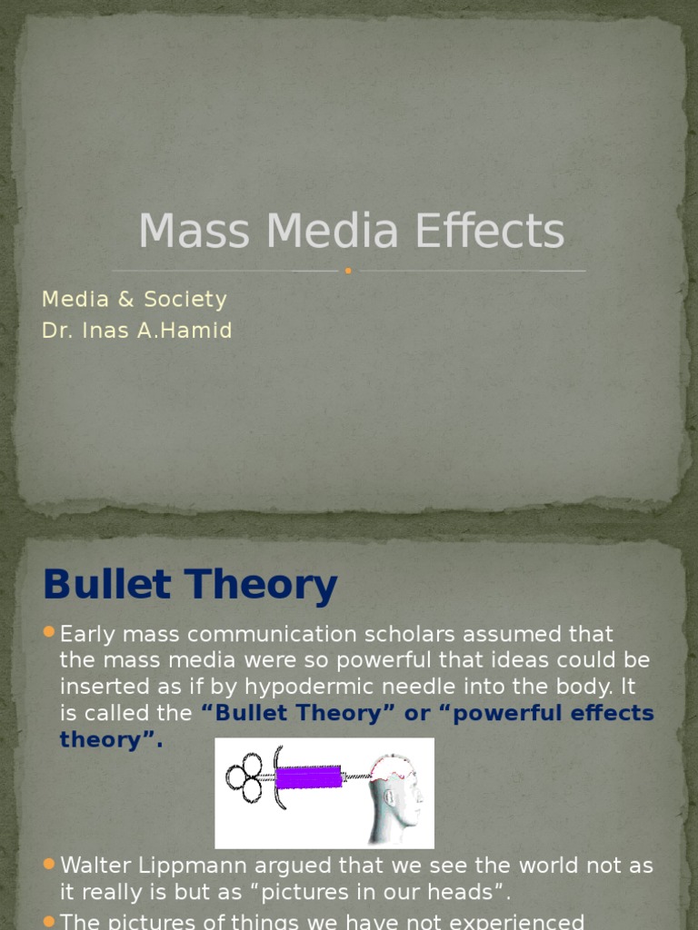 An Overview of Mass Media Effects Theories from the Bullet Theory to ...