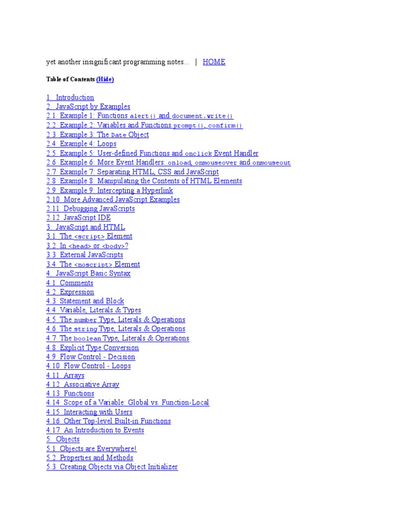 Yet Another Insignificant Programming Notes | PDF | Java Script | Html ...
