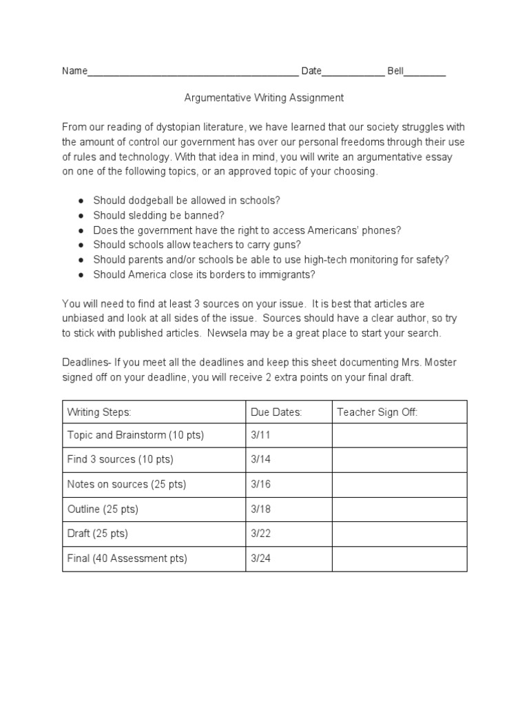 Student Argumentative Topics | PDF