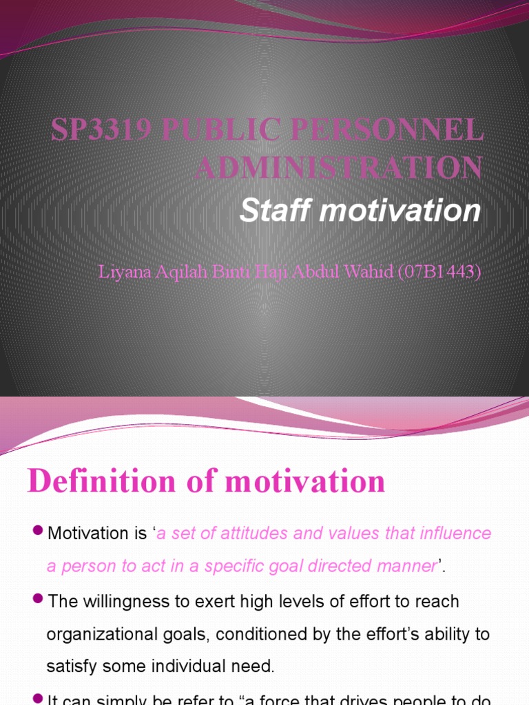 Sp3319 Public Personnel Administration: Staff Motivation | PDF ...