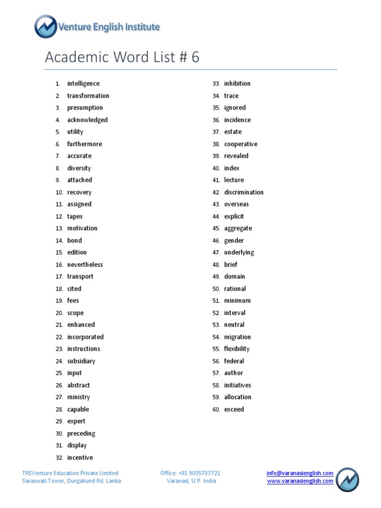 Academic Word List 6 | PDF