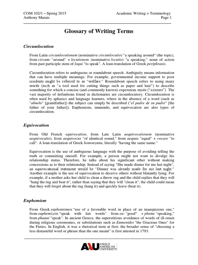 Academic Writing Terminology Glossary | PDF | Semantics | Semiotics