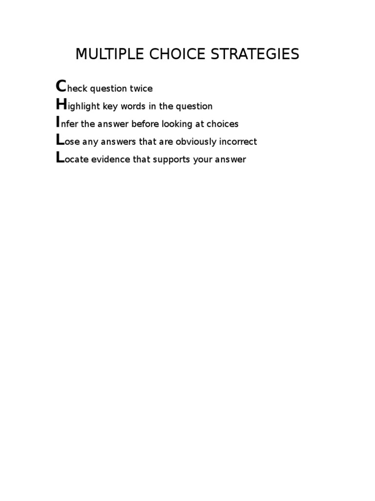Multiple Choice Strategies | PDF