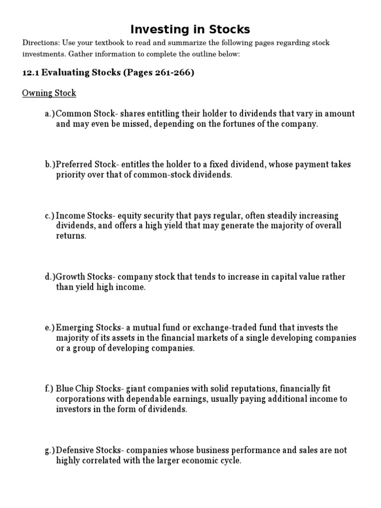 Stock Investment Terminology Guide | PDF | Financial Markets | Stocks