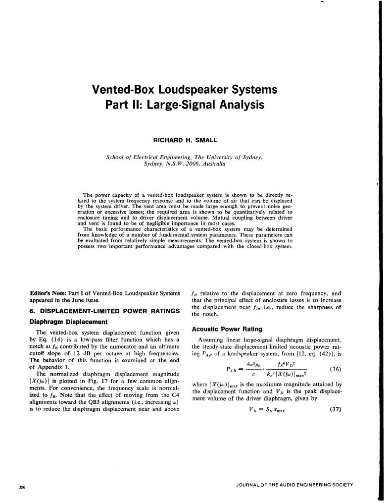Vented Box Loudspeaker Systems Part II | PDF