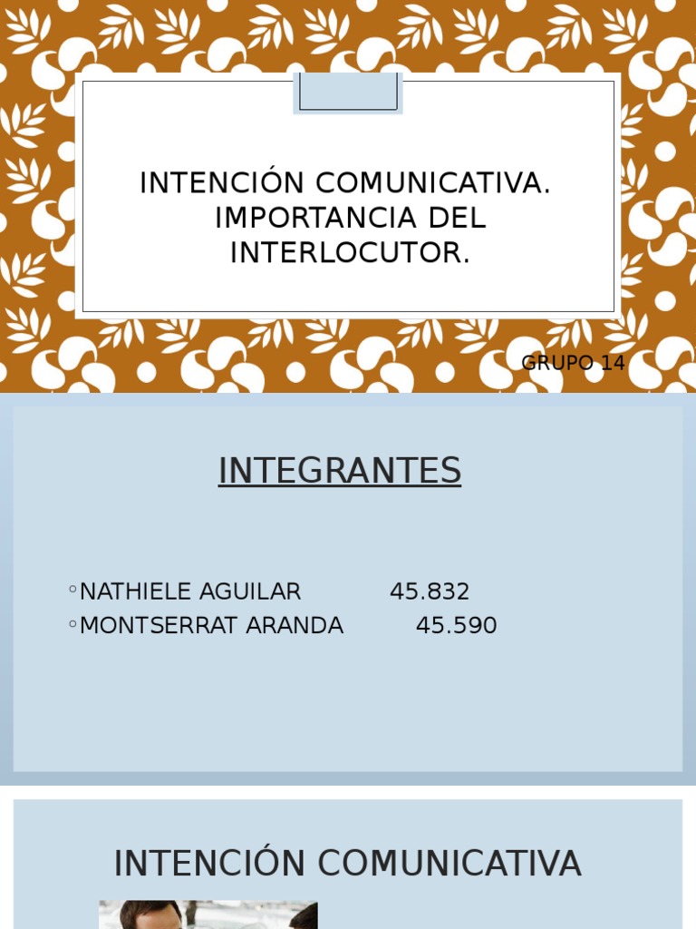 Intencion Comunicativa. Importancia Del Interlocutor. | PDF