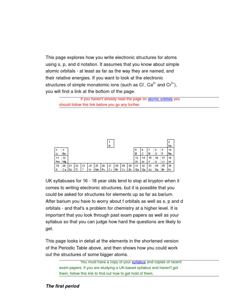 The Electronic Structures of Atoms | PDF | Electron Configuration ...
