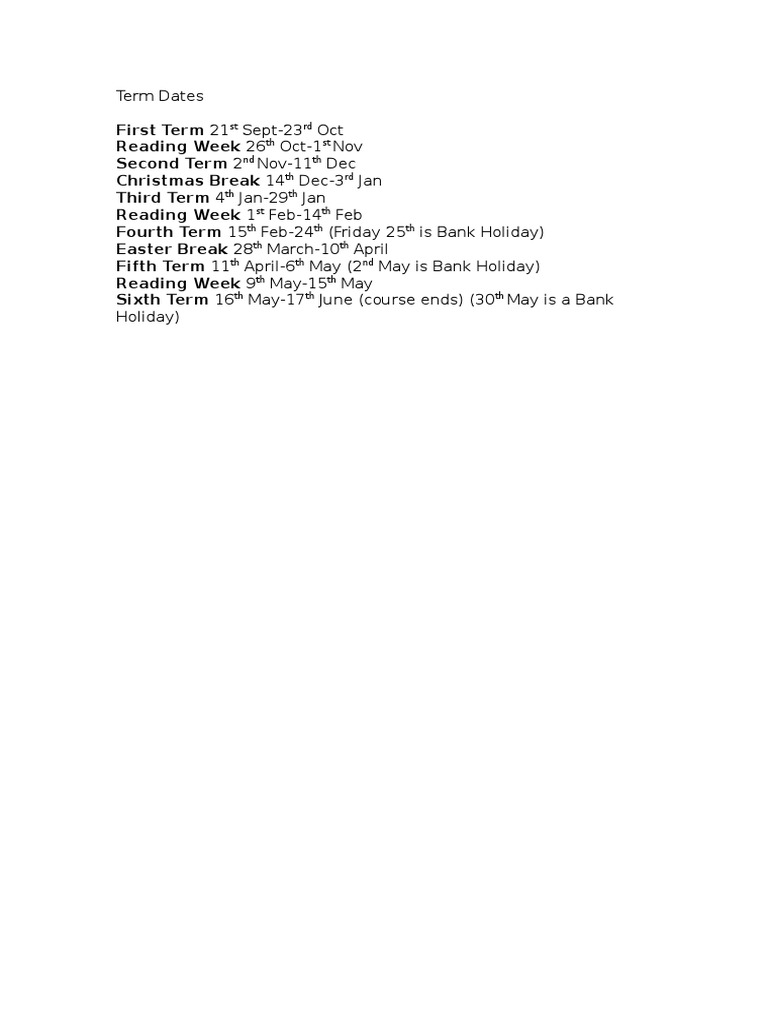 Term Dates | PDF
