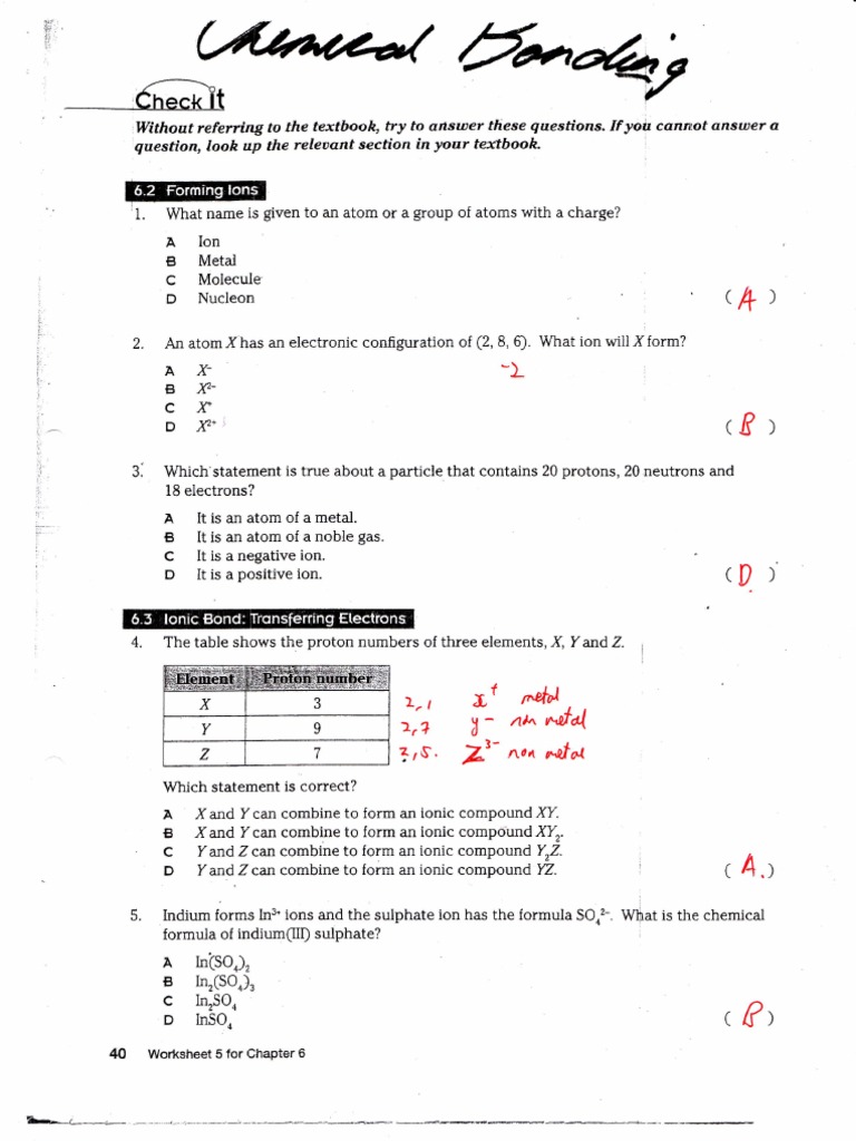 Chemical Bonding Worksheet Ans2 | PDF