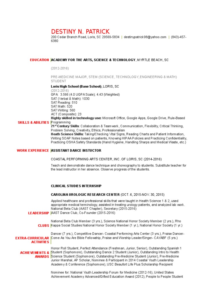 Destiny N. Patrick: Academy For The Arts, Science & Technology, Myrtle ...
