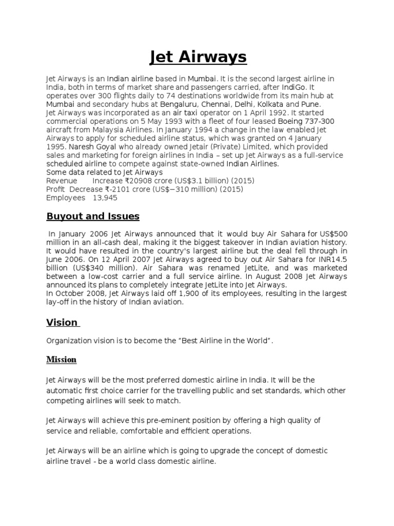 Jet Airways: Buyout and Issues | PDF | Business | Transport