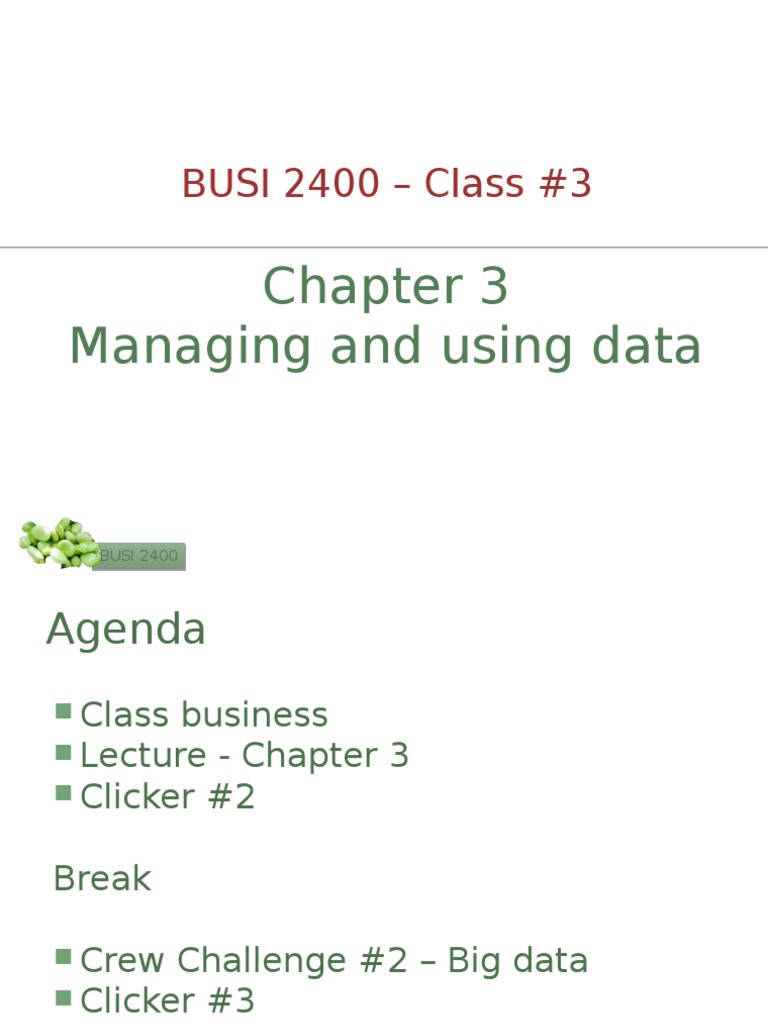 Class 3 - Managing and Using Data | PDF | Relational Database | Databases