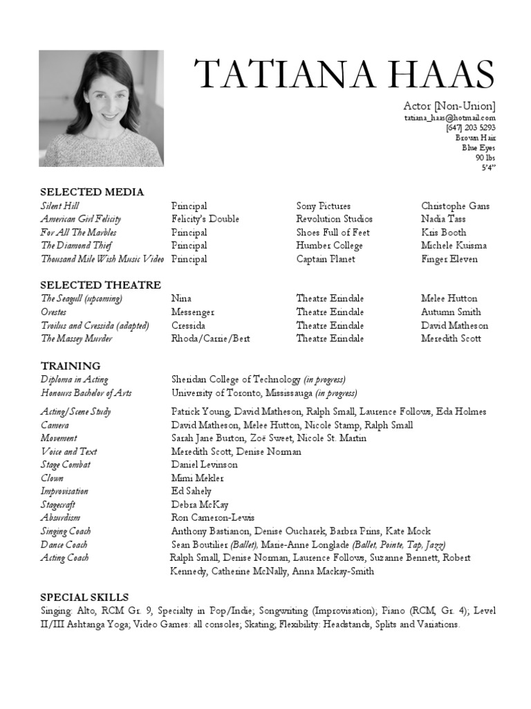 Tatiana Haas Theatre Resume Best | PDF