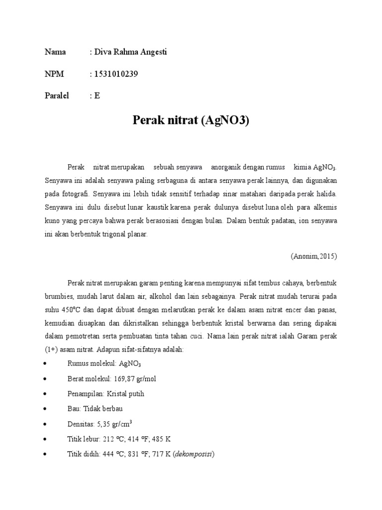 Perak Nitrat (AgNO3) | PDF | Teknologi & Rekayasa