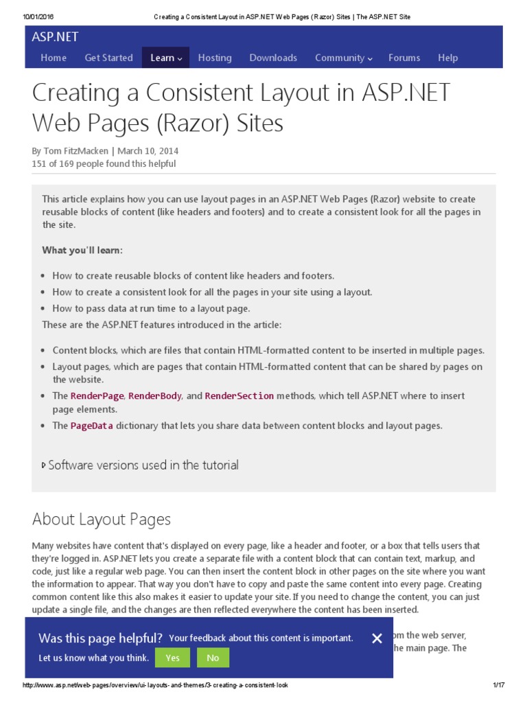 Creating a Consistent Layout in ASP.net Web Pages (Razor) Sites _ the ...
