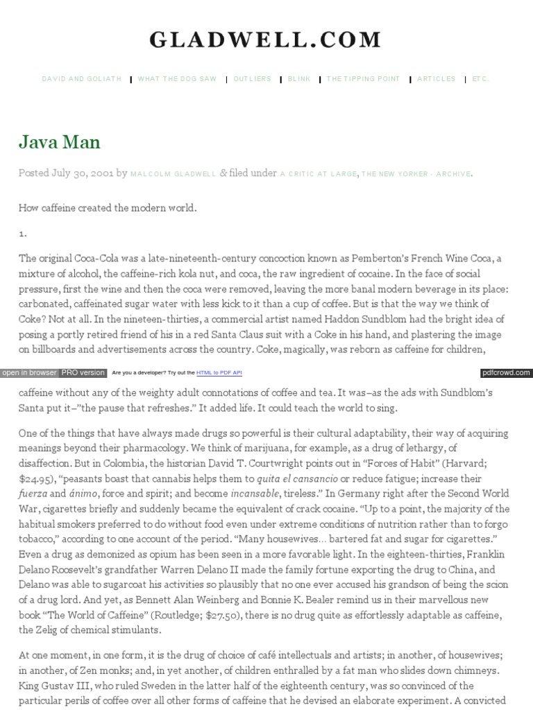 Java Man | PDF | Caffeine | Coca Cola