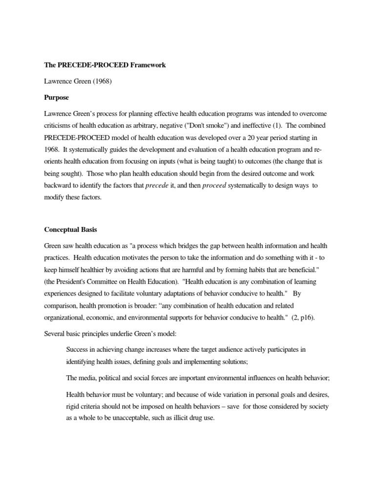 Pendidikan Kesihatan (Teori PRECEDE-PROCEED) - Lawrence Green (1968 ...