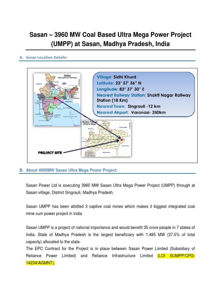 3960 MW Coal Based Ultra Mega Power Proje | PDF | Coal | Power (Physics)