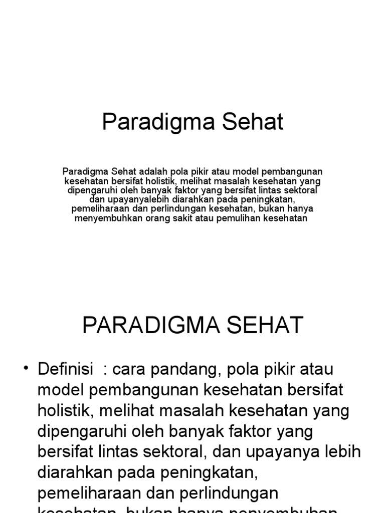 Paradigma Sehat Holistik | PDF | Pengembangan Diri