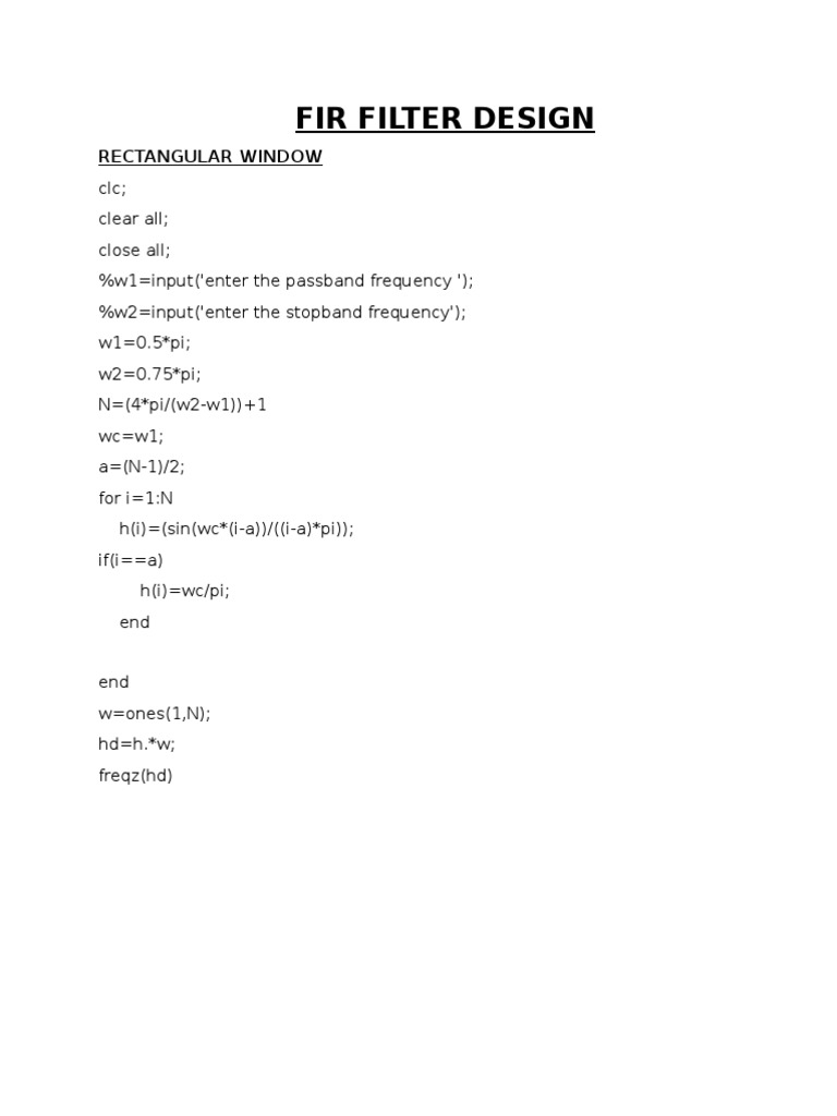 Fir Filter Design | PDF