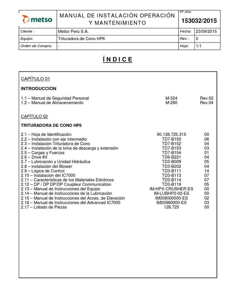 Manual Trituradora Cono HP6 Metso | PDF | Tecnología