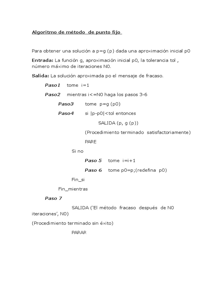 Algoritmo de Método de Punto Fijo | PDF | Algoritmos | Análisis