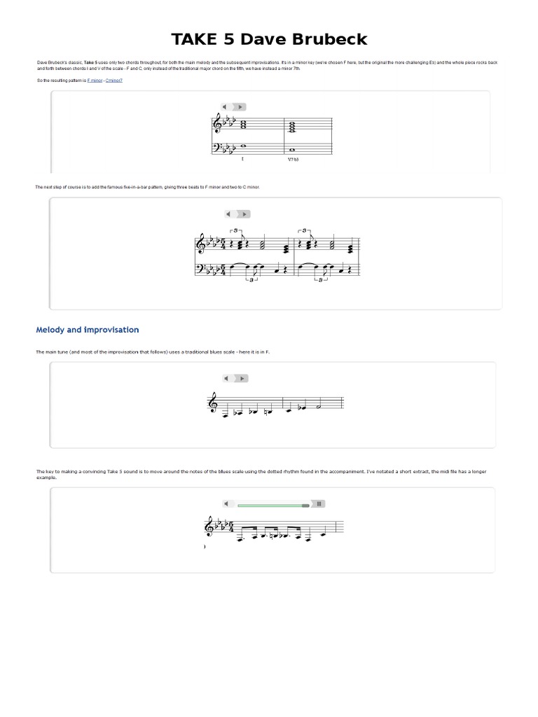 TAKE 5 Dave Brubeck | PDF