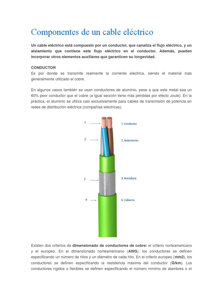 Componentes de Un Cable Eléctrico | PDF | Cable | Aislador (Electricidad)