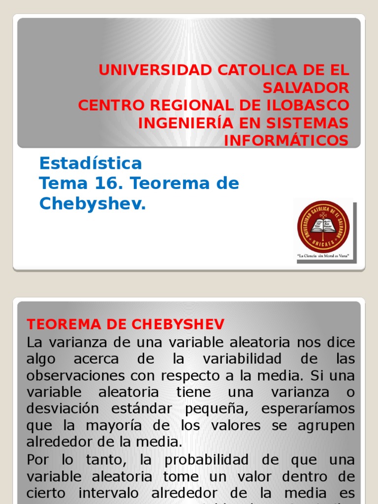 Tema 16. Teorema de Chebyshev | PDF | Distribución de probabilidad ...