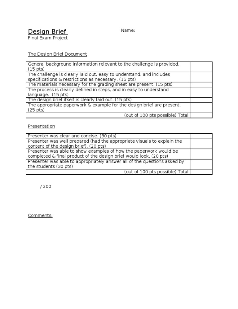 Design Brief Assignment-Grading Sheet | PDF