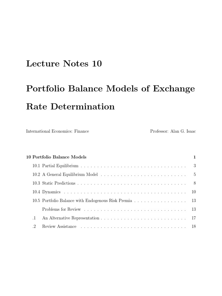 Portfolio Balance Model | PDF | Demand For Money | Current Account