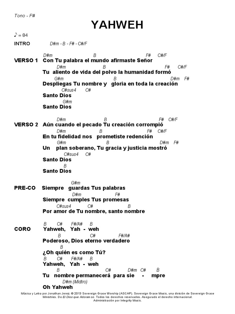 Yahweh (Sovereign Grace) Chord Chart | PDF