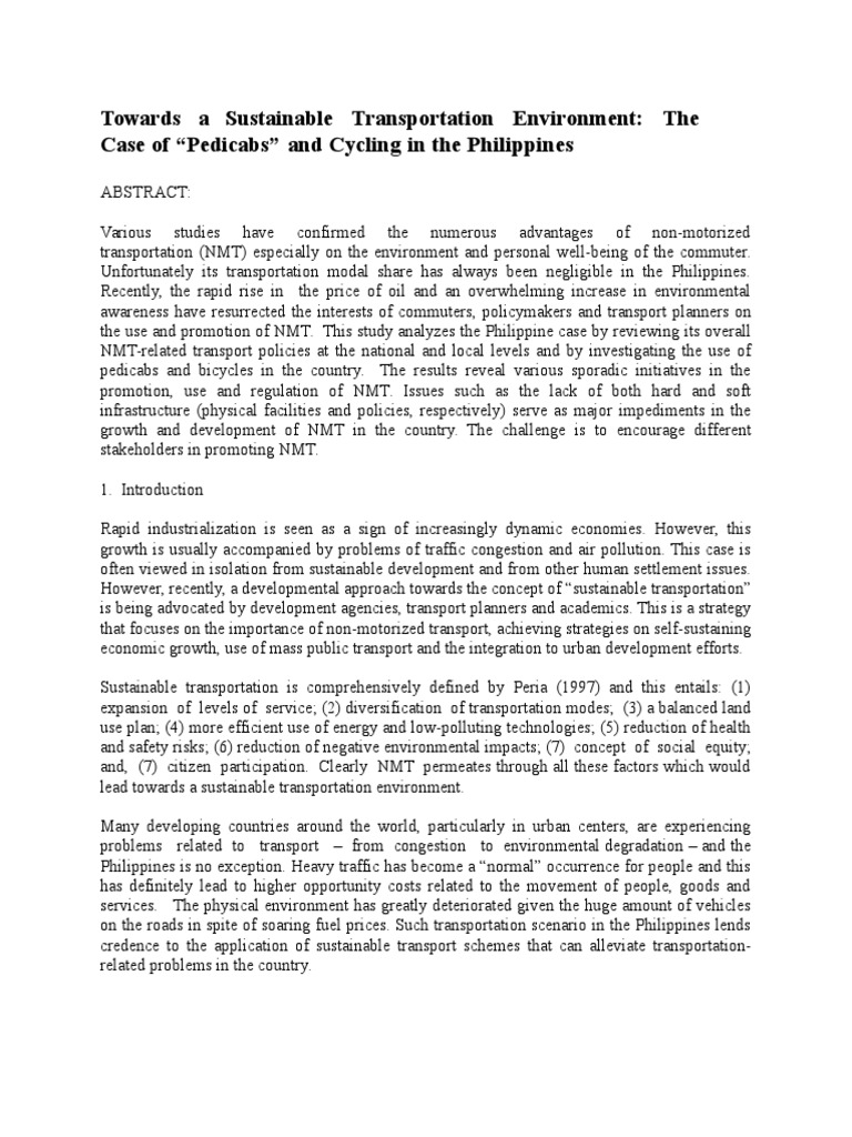 Promoting Non-Motorized Transport in the Philippines | PDF ...