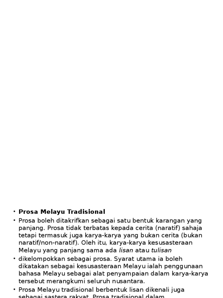 Prosa Melayu Tradisional | PDF